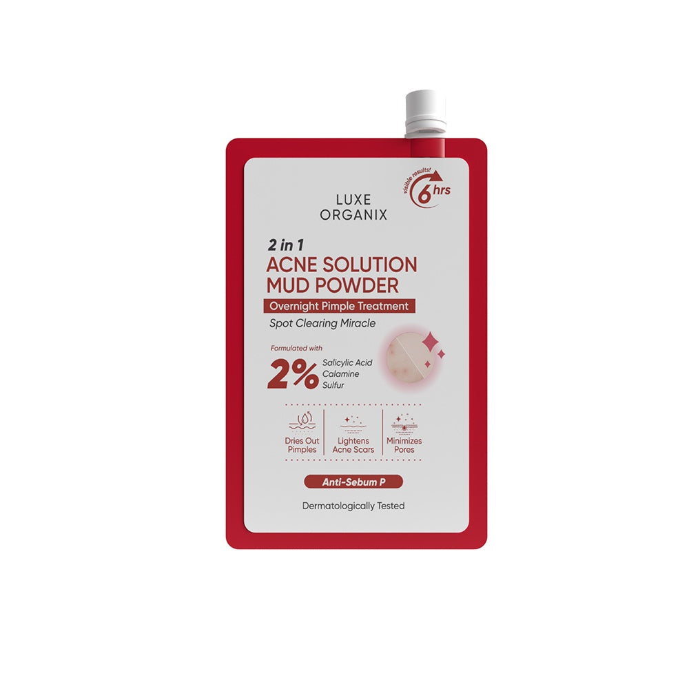 Luxe Organix 2 in 1 Acne Solution Mud Powder Overnight Pimple Treatment ...